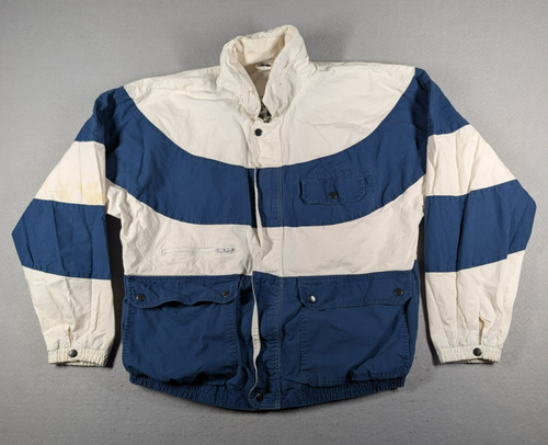 Vintage North Bay Jacket Mens Large Blue Striped Full Zip 90's Y2K Hip ...