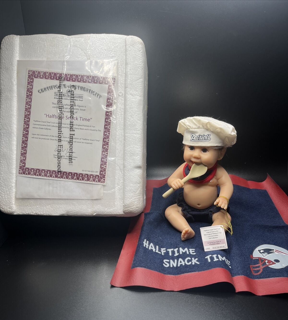 NEW ENGLAND PATRIOTS ASHTON-DRAKE Baby "HALFTIME SNACK TIME" COA | eBay