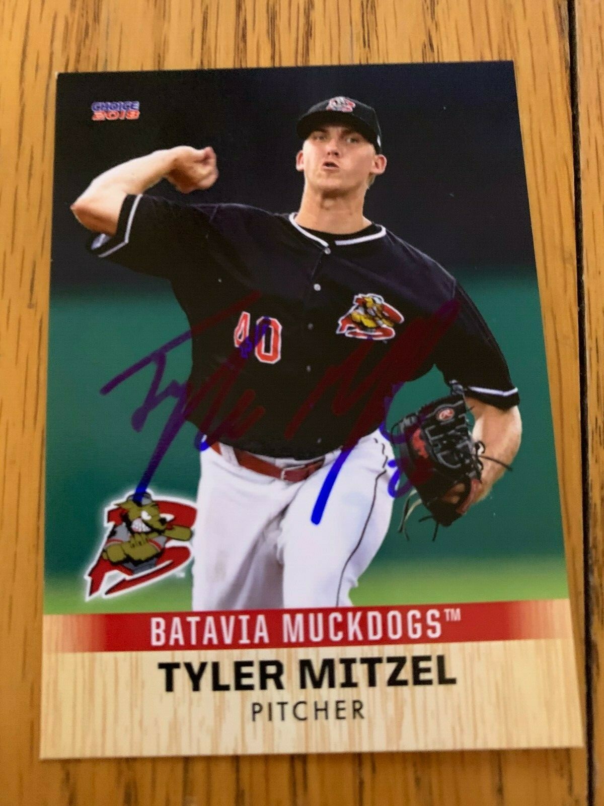 Tyler Mitzel 2018 Signed Batavia Muckdogs Team Card | eBay