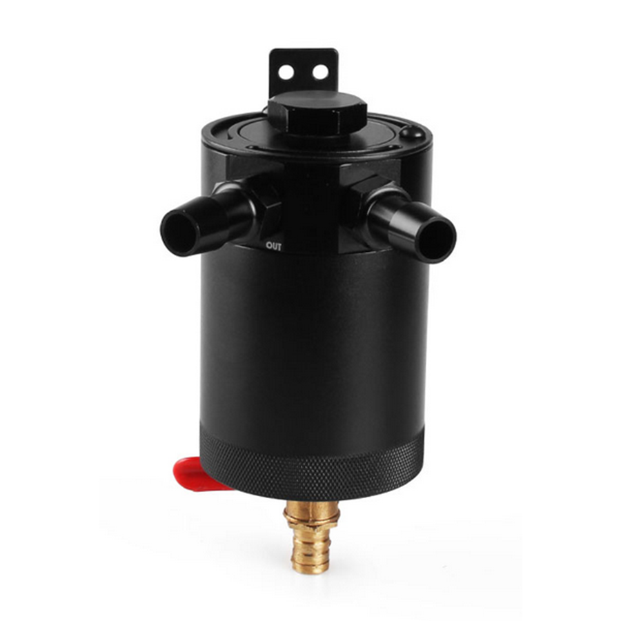 2-Port Aluminum Oil Catch Can Tank Reservoir w/Drain Valve&Breather ...