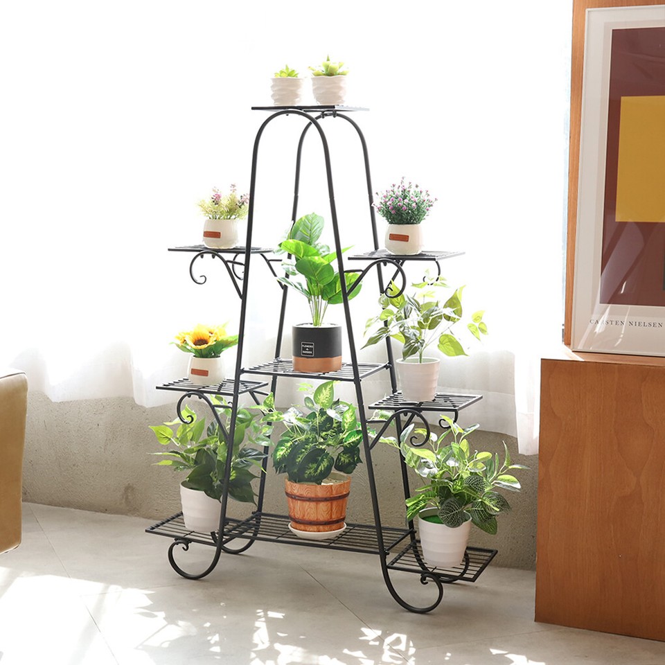 Metal Plant Stand Garden Patio Flower Rack Outdoor Indoor 3-Size ...