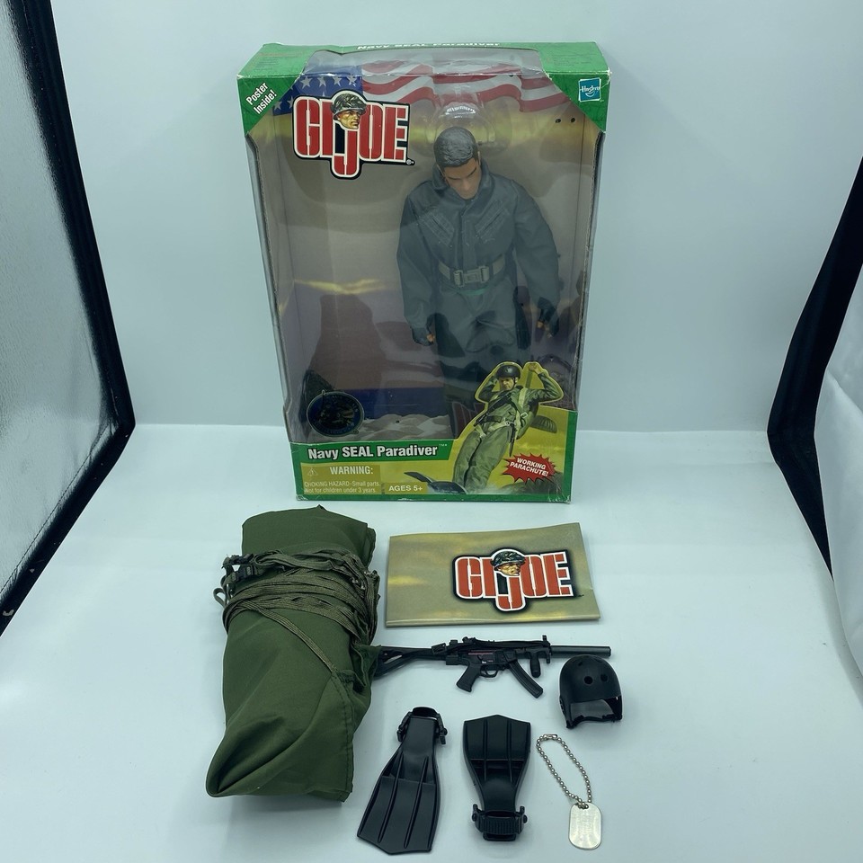 VTG GI Joe Navy Seal Parachute Paradiver 12" Action Figure Toy 2003 ...
