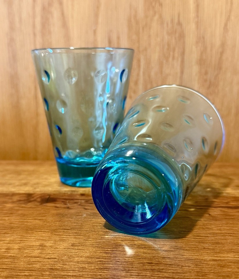 (2) Vintage Hazel Atlas Capri Dot Azure Blue Juice Glass Tumblers 3.5” EXCELLENT | eBay