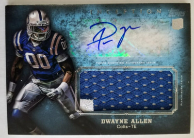 Dwayne Allen RC 2012 Topps Inception Autograph Jersey #AJP-DA Colts ...