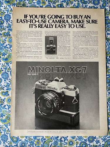 Vintage 1978 Minolta XG 7 Camera Print Ad Easy To Use -Ad Only | eBay