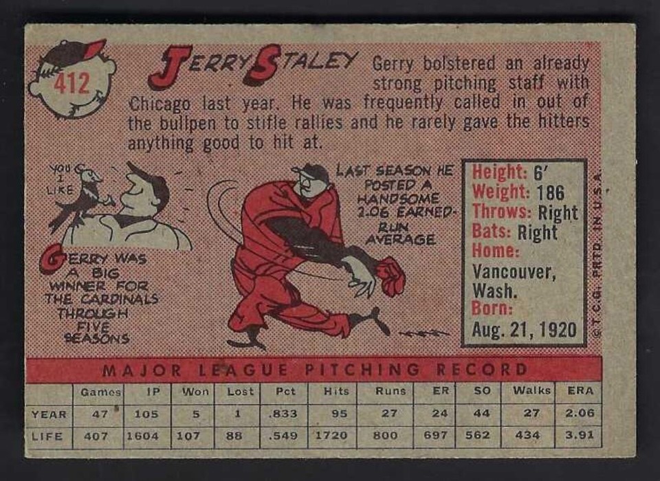 1958 Topps #412 Jerry Staley | eBay