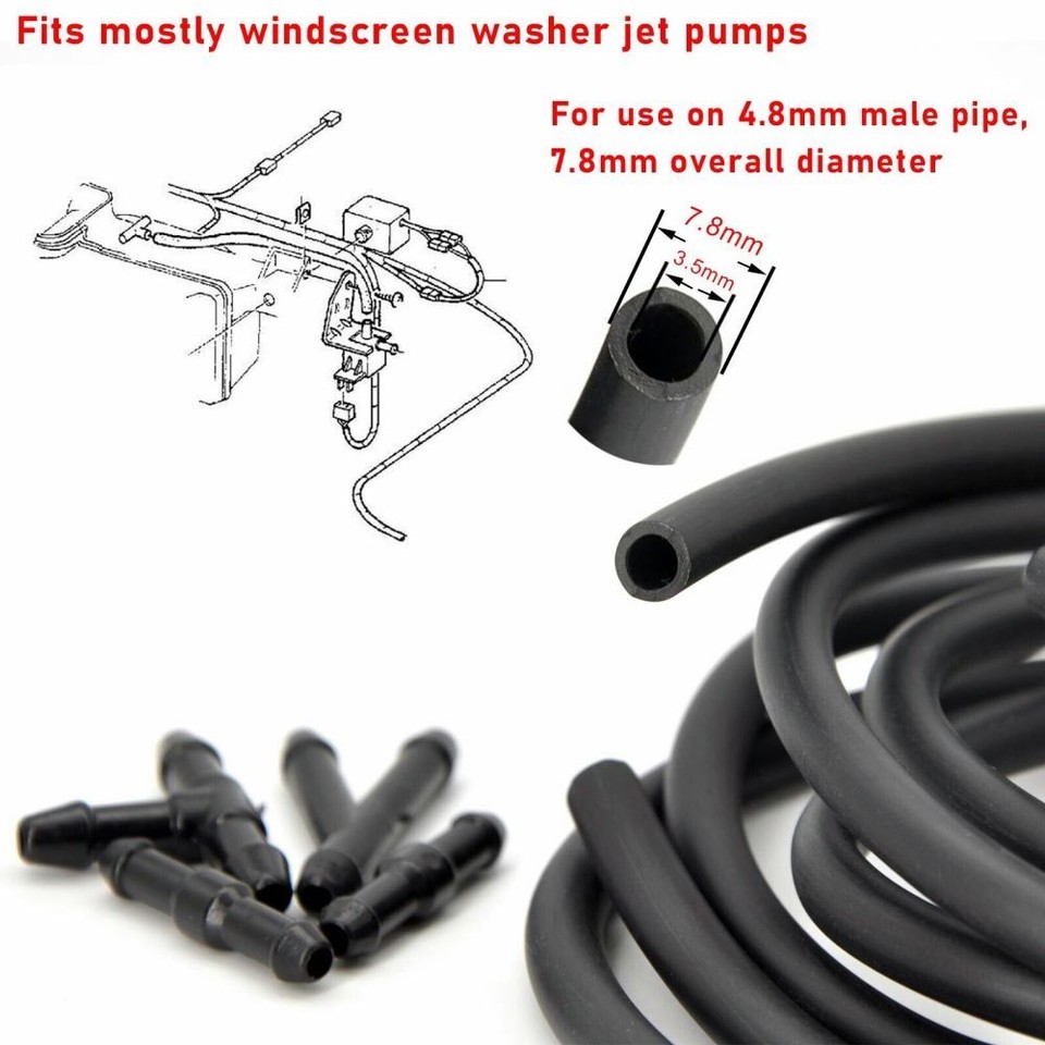 Black Rubber Windscreen Wiper Washer Jet Tube Pipe Hose 200cm with ...
