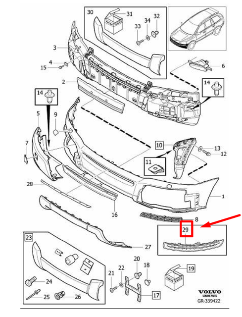 OEM Volvo Xc90 Mk1 Front Right Outer Bumper Grille 30790054 for sale ...