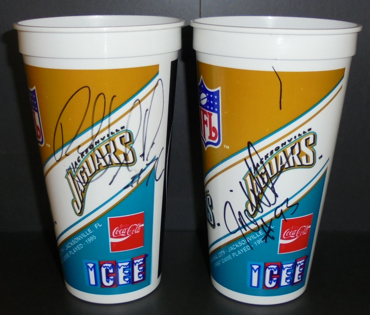 NFL Jacksonville Jaguars Football Team Players Signed 1997 Icee Drink ...