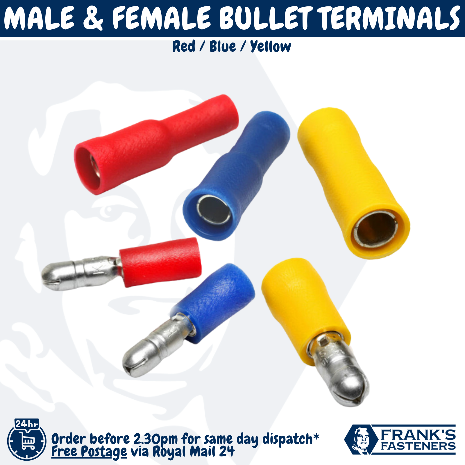 Red Blue Yellow MALE & FEMALE BULLETS - Electrical Crimp Connector ...