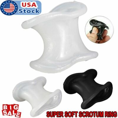 Mens Male Soft Scrotum Testicle Squeeze Rings Cage Stretcher Enhancer ...