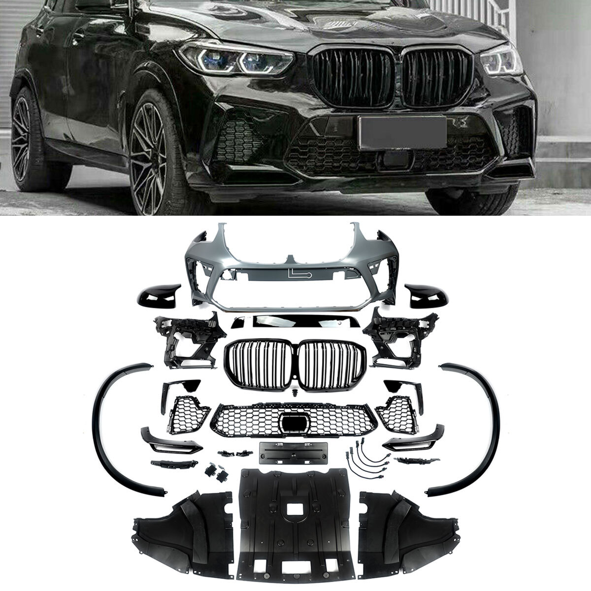 For BMW X5 G05 2018+ Upgrade to X5M F95 2022 Look Front Rear Bumper ...