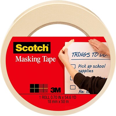 Scotch Tan Masking Tape Home Office Auto 0.70 in x 54.6 Yards, 1 Roll ...