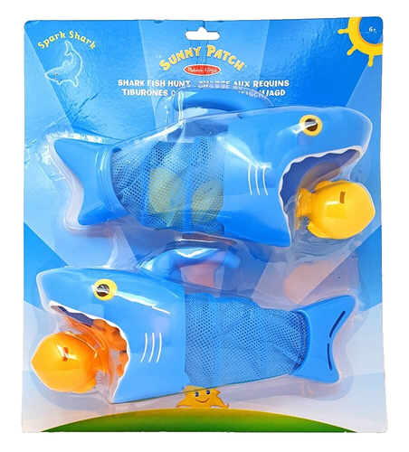 Children Dive Water Pool Toy Shark Catch Game 2 Nets 6 Fish | eBay