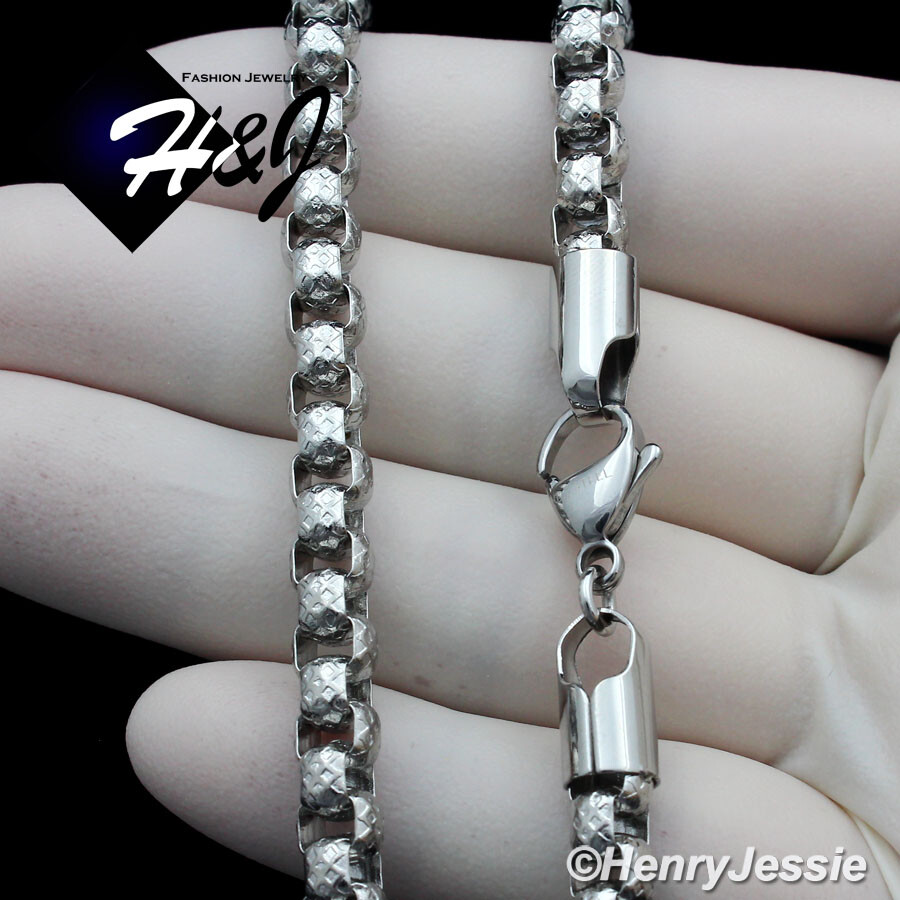 18-40"MEN Stainless Steel 5.5mm Silver Diamond Cut Box Link Chain ...