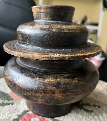 Antique Tibetan Burl Wood Tsampa Food Bowl with Lid 6” Tall | eBay