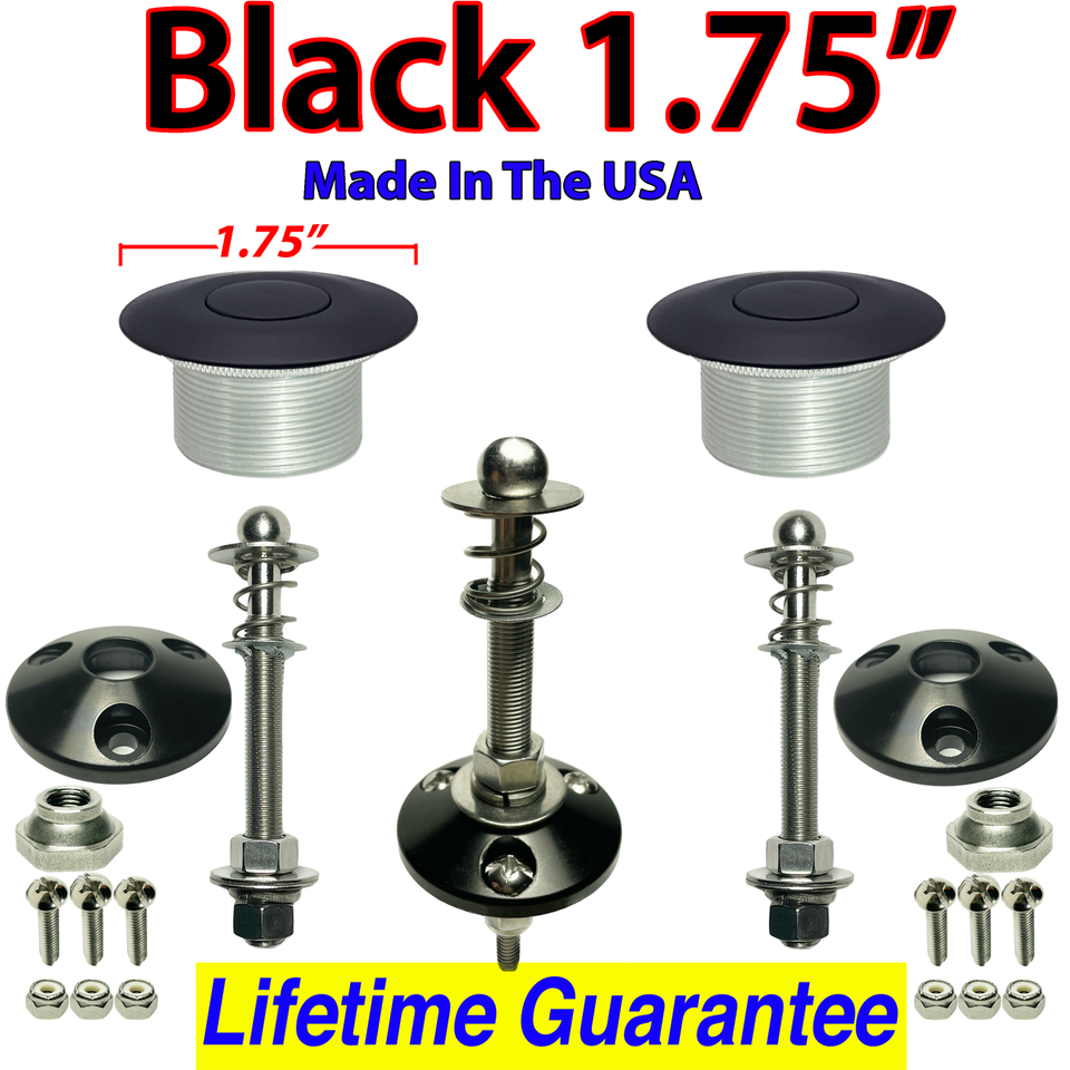New 1.75" Black Pair Quick Latch Hood Pins Hood Push Button Latches ...