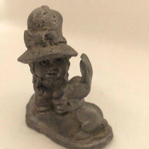 Michael Ricker Pewter Girl w/Bunny Rabbit Figurine Handcrafted ...