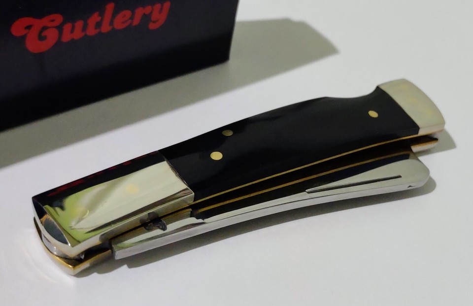 BUFFALO BLACK RAZOR LOCKBACK HUNTING POCKET KNIFE W/ ROSTFREI GERMAN ...