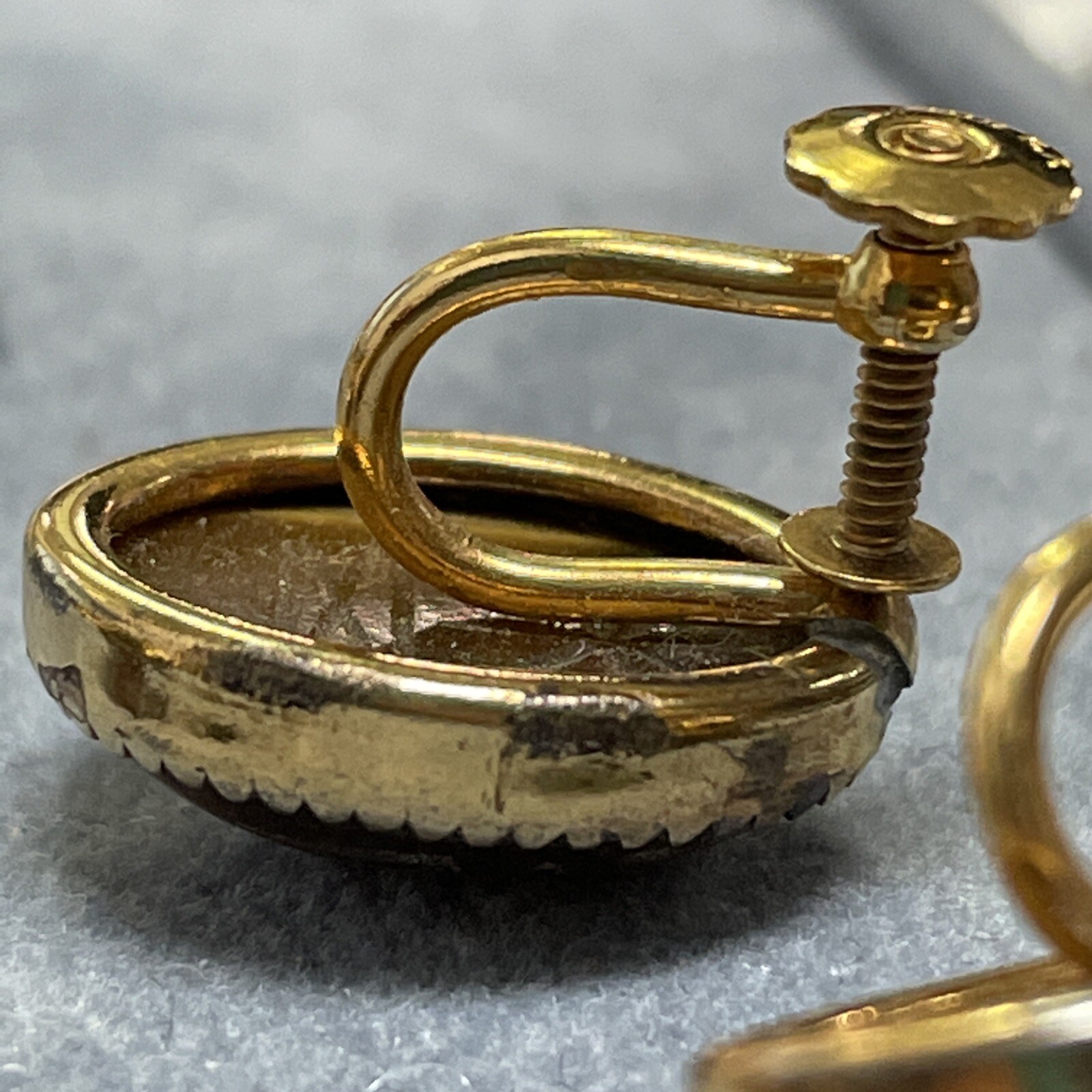 14K YELLOW GOLD FILLED TIGER EYE CARVED SCARAB BEETLE SCREW BACK ...