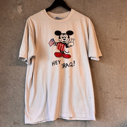 Vintage Mickey Mouse Hey Iraq Parody Shirt Disney Flipping Off Size XL ...
