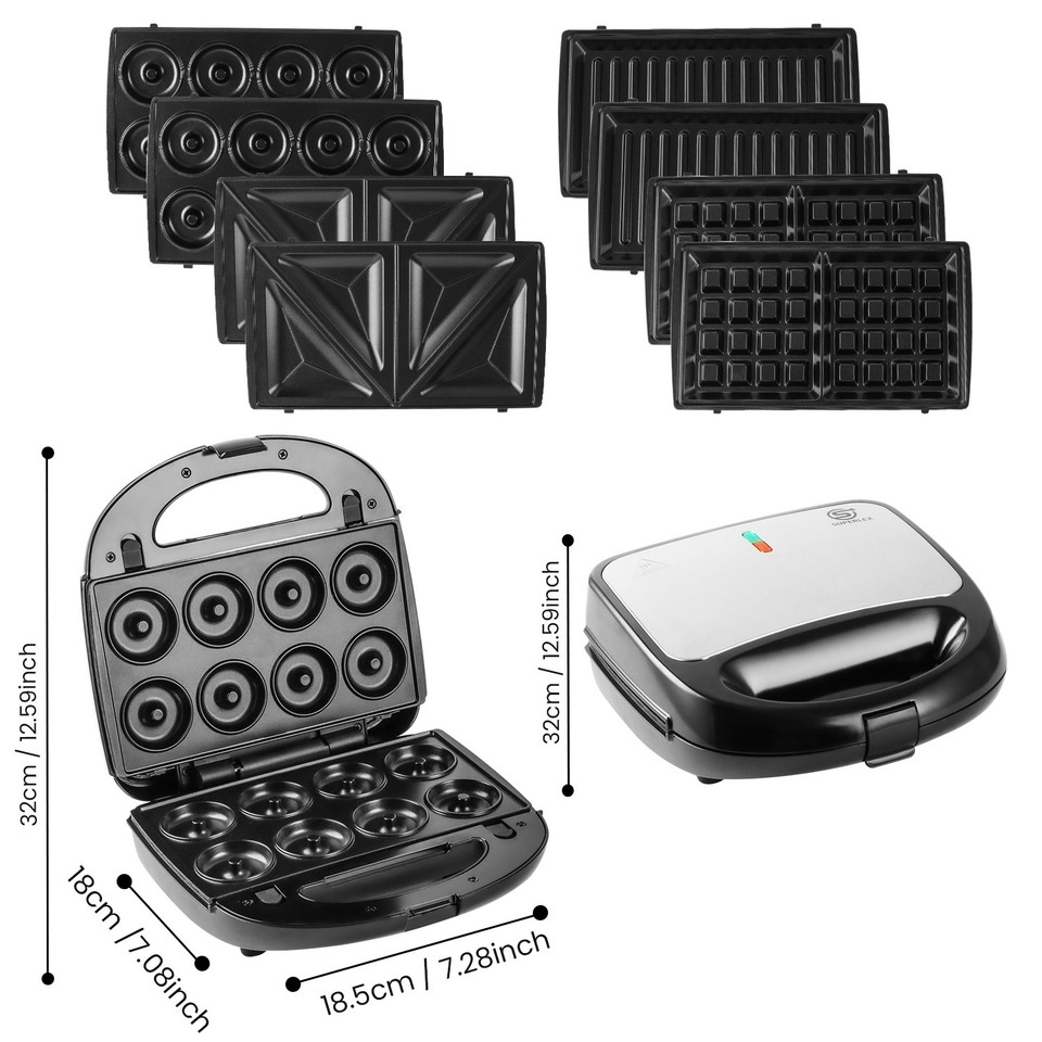 Sandwich Toaster Waffle Maker 4-IN-1 Panini Press Grill Non-Stick Plete ...