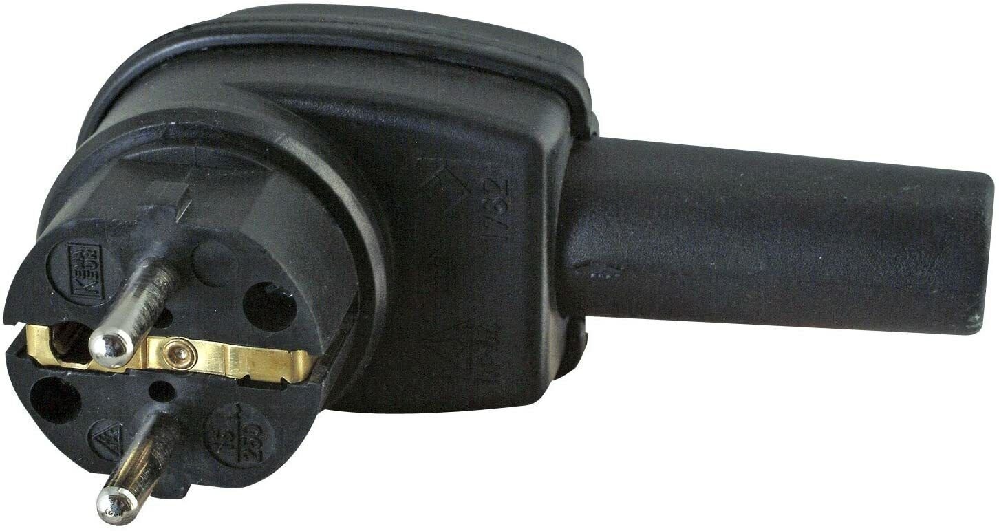 Schwarzer Winkelstecker schwere Ausführung IP44 Stecker Schuko Kopp ...