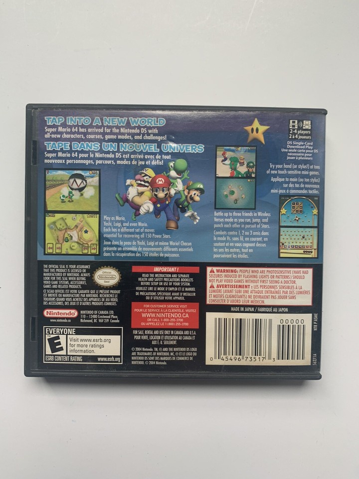 Super Mario 64 DS (Nintendo DS, 2004) NDS No Manual Tested 45496734992 ...