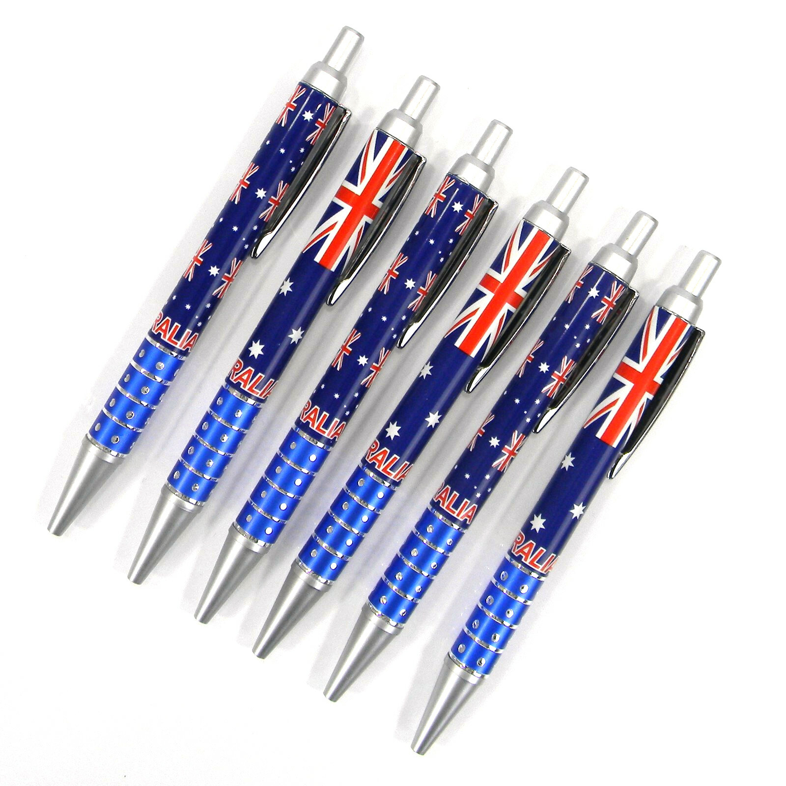 6 Australian Souvenir Pens Australia Flag 2 Designs Oz Aussie Biros ...