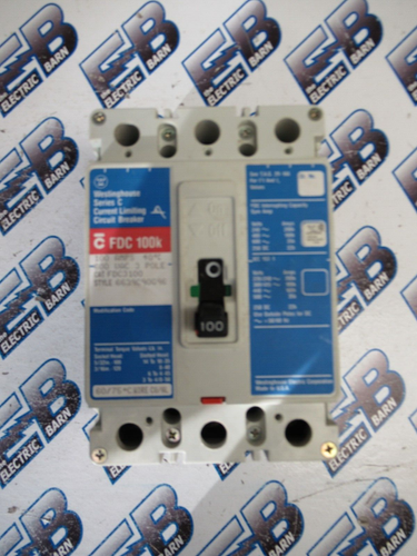 Westinghouse FDC3100, 100 Amp, 600 Volt, 3 Pole, 100K, Circuit Breaker ...
