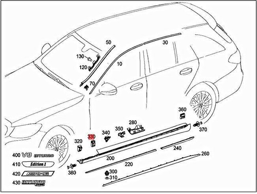 Genuine MERCEDES S205 W205 At right front fender Mounting clip ...