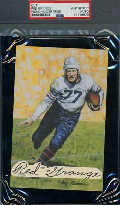 Red Grange PSA DNA Slabbed Signed Goal Line Art Card Cut Autograph | eBay