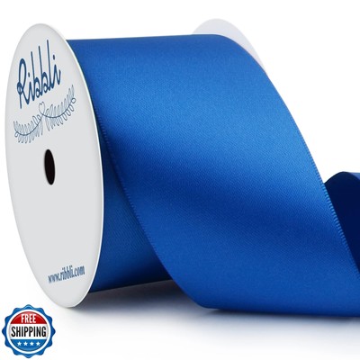 Ribbli Royal Blue Double Faced Satin Ribbon, 2” x Continuous 10 Yards ...