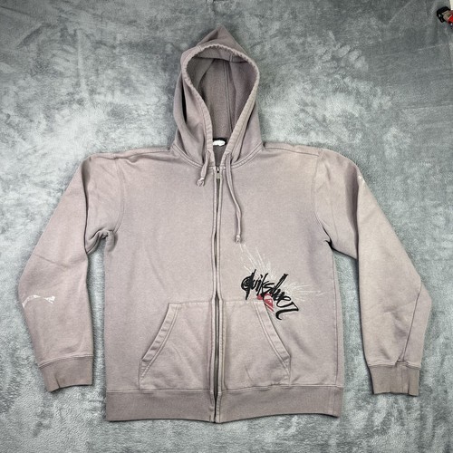 VTG Quicksilver Hoodie Mens Medium Gray Full Zip Y2K Cyber Goth Skater ...