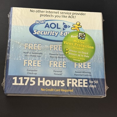 Vintage AOL Security Edition CD 1175 Hours Free 50 Days McAfee Virus ...