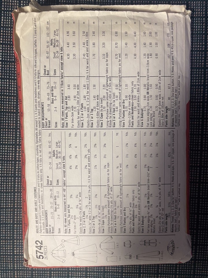 Simplicity Pattern 5742 Kids 10-12 Santa Pirate Dracula Ballerina Belly ...