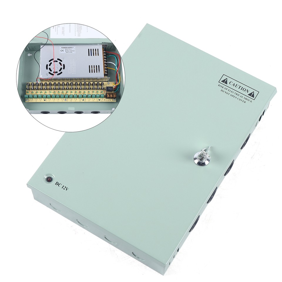 12VDC 18CH 30A Security Camera Power Supply Box Distribution for CCTV ...