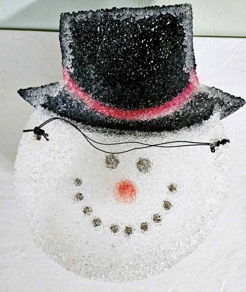 Vintage Melted Pebble Plastic Snowman Porch Garage Lamp Post Light ...