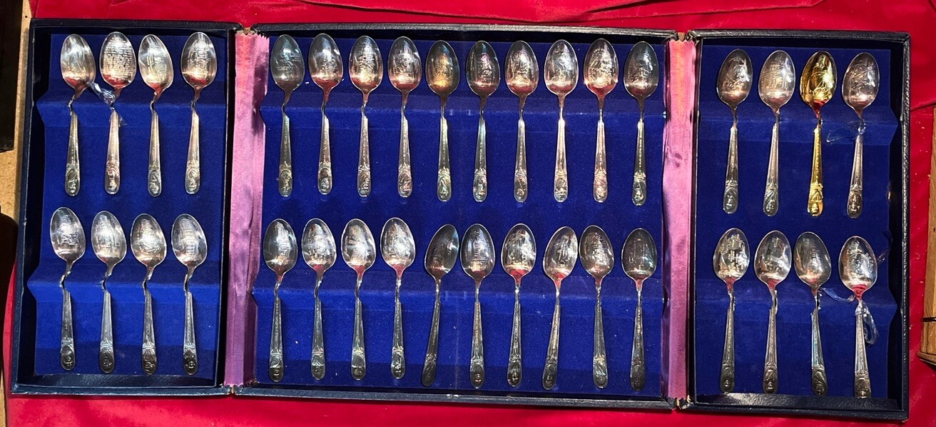 VTG Presidential Commemorative Set of 36 Spoons Silverplated in Black ...
