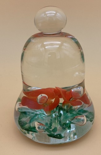 Vintage Joe St Claire Bell Shaped Paperweight Red Green Floral | eBay
