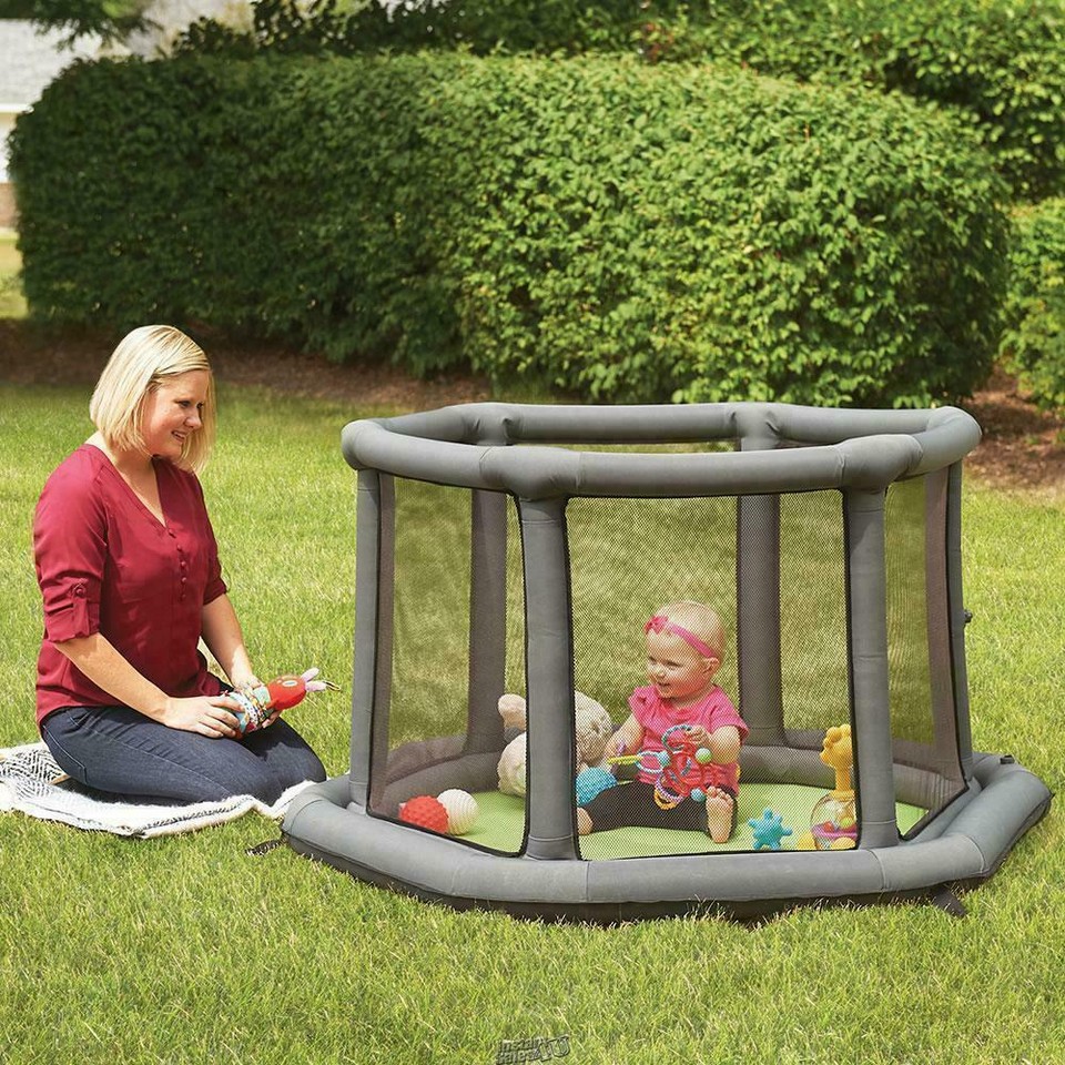 The Portable Inflatable Play Yard Six mesh windows baby Play pen | eBay
