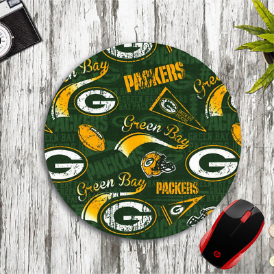 GREEN BAY PACKERS PATTERN CUSTOM 8" ROUND NEOPRENE PC DESK MAT MOUSEPAD ...