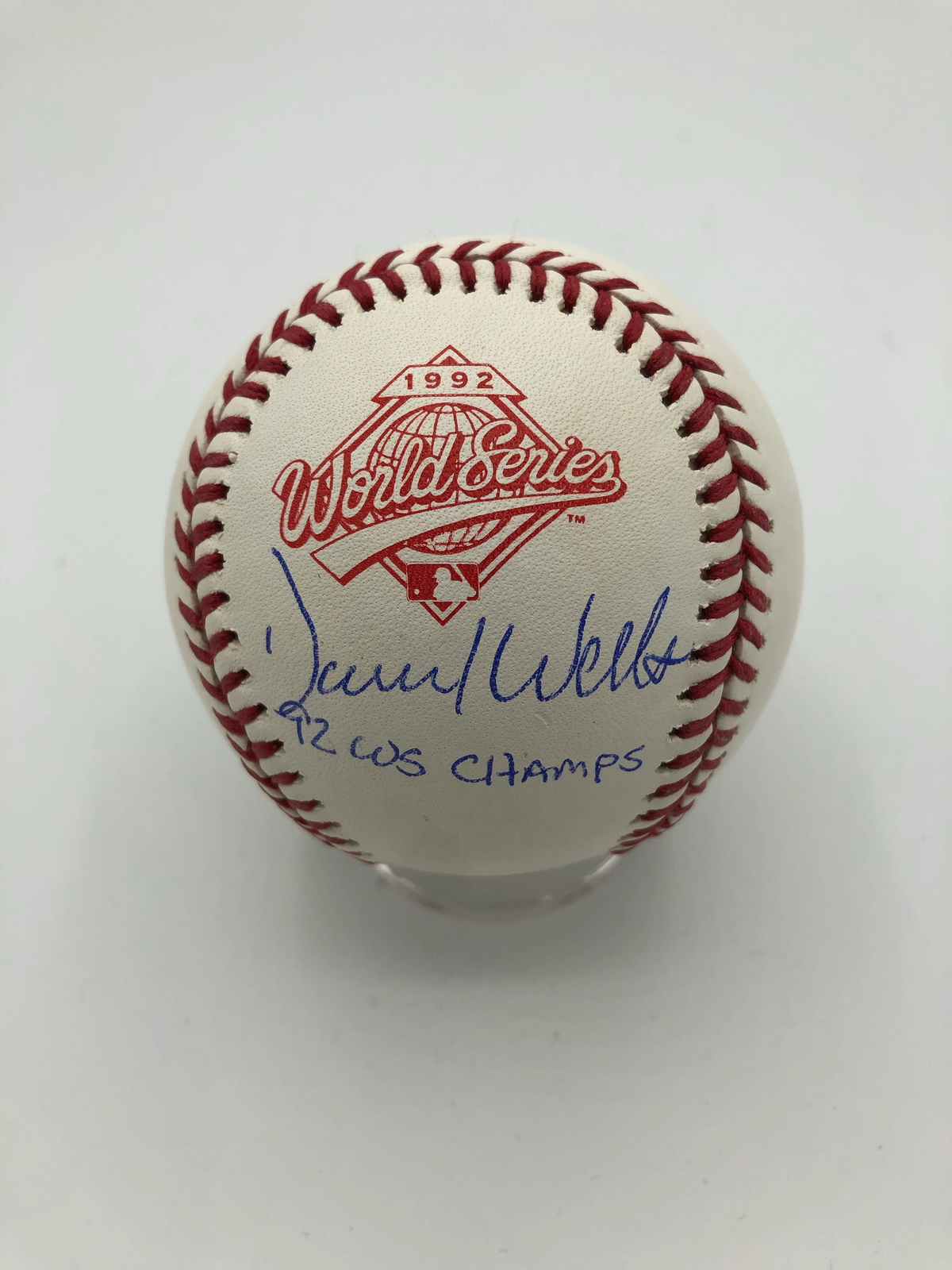 David Wells Autographed 1992 World Series Baseball w/ 92 WS Champs Insc ...