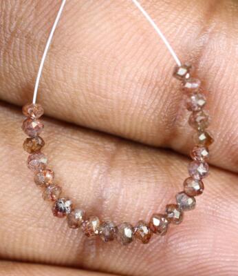 Natural Red faceted round diamond bead strand 8inc 1.5-2.0mm polished ...