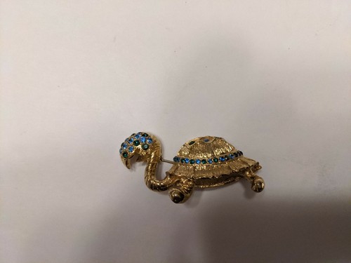 Vintage Coro Signed Colored Stone Gold Tone Turtle Brooch | eBay