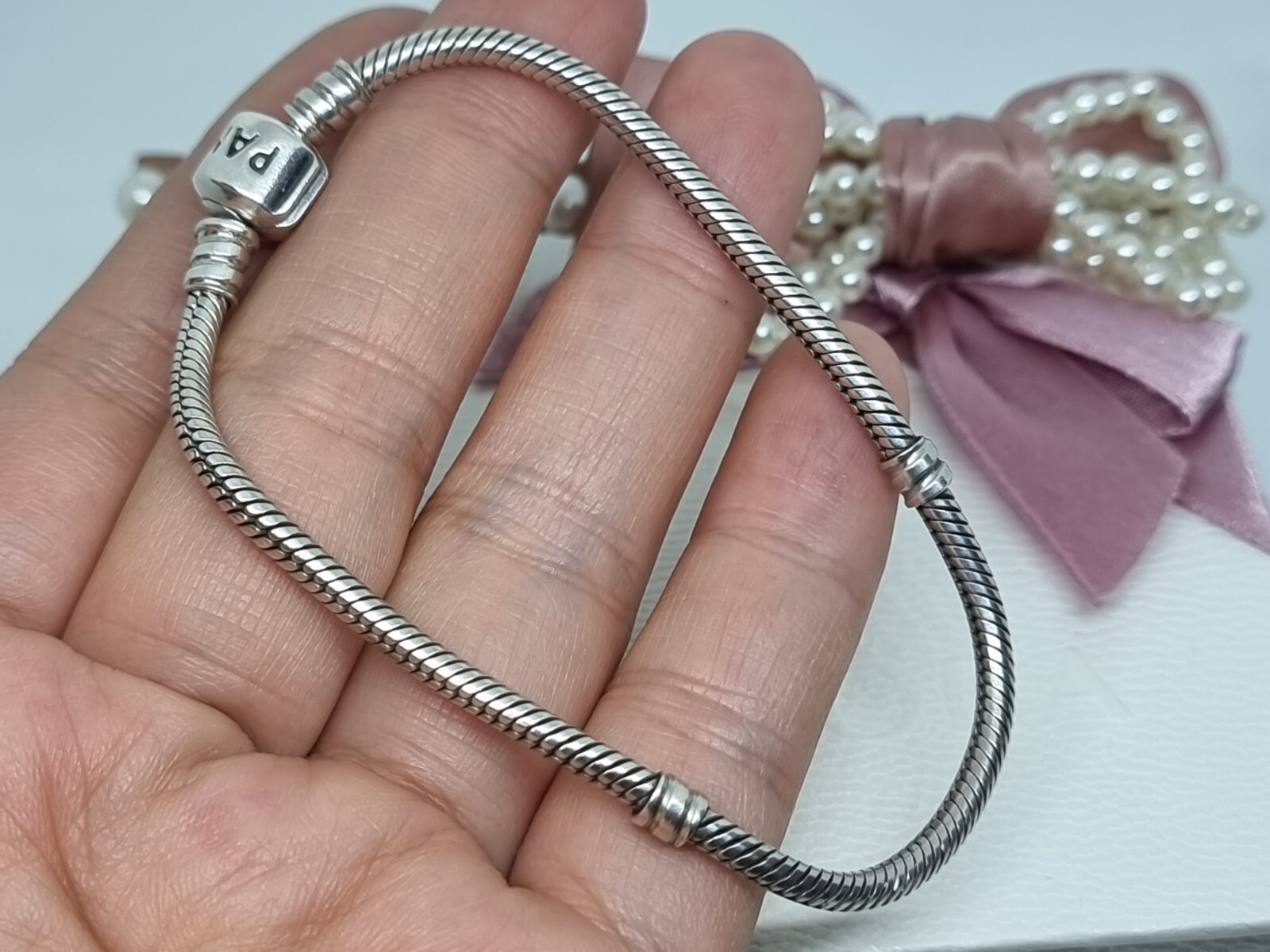 Genuine Pandora Moments Snake Chain Bracelet 925 ALE… - Gem