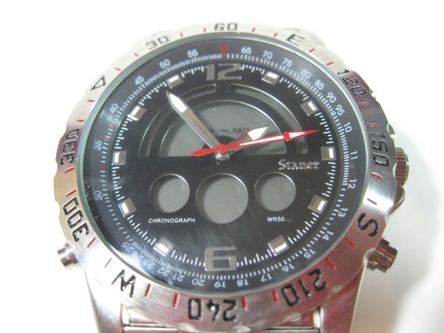 Mens Stauer WR50 Chronograph Hybrid Digital Analog 47mm Multi-function ...