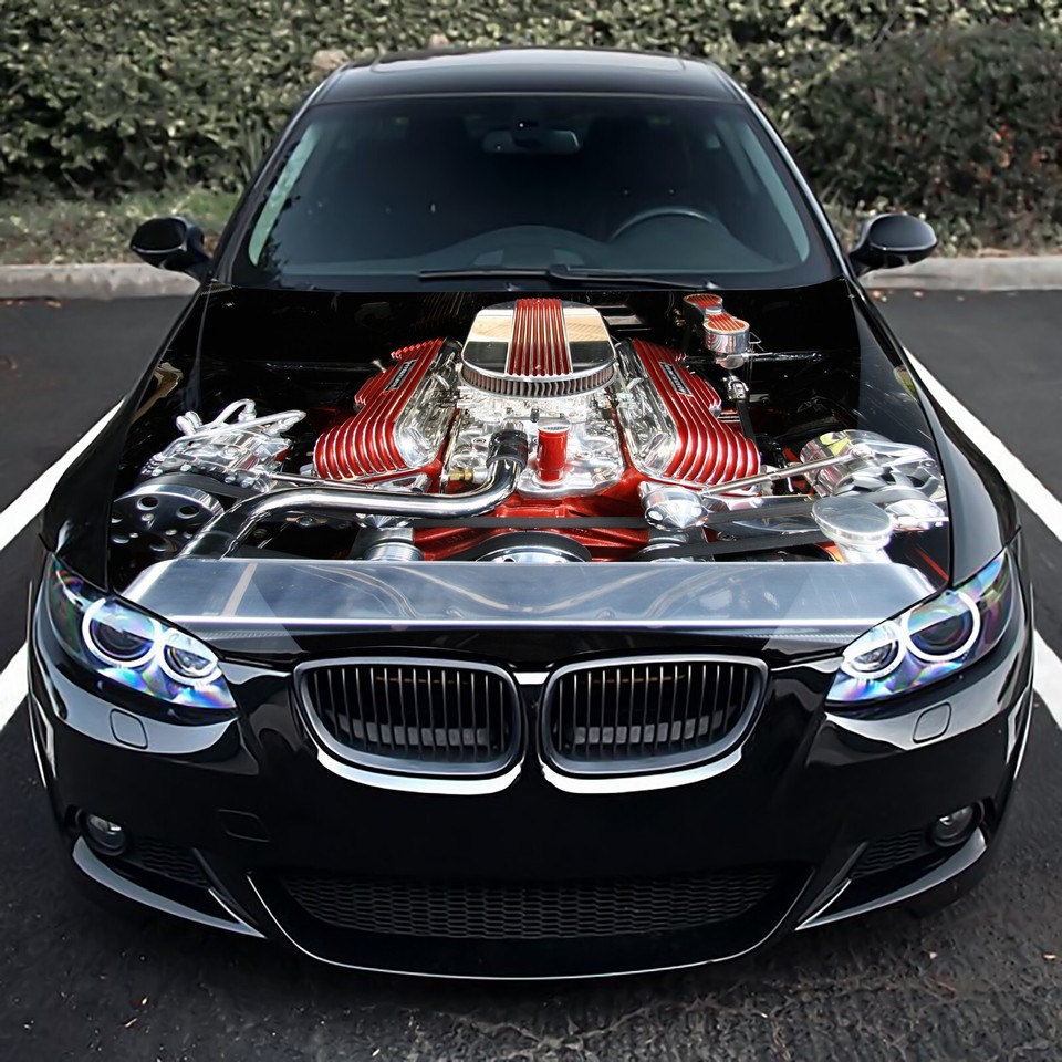 Engine Car Hood Wrap Decal Vinyl Sticker Full Color Graphic Fit Any Car ...