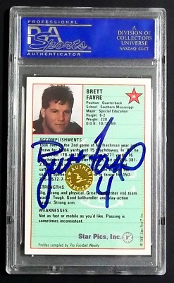 PSA 10 GEM PSA DNA Autograph Rc Brett Favre Auto 1991 Star Pics 65 ...
