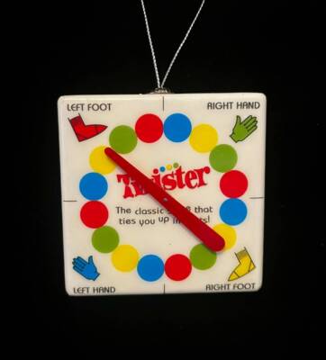 RUZ~HASBRO TWISTER GAME SPINNER~LICENSED PAPER MACHE CHRISTMAS ORNAMENT ...